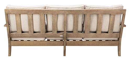 SAFAVIEH Couture Patio Martinique Natural and White Wood Outdoor Sofa, Natural/White