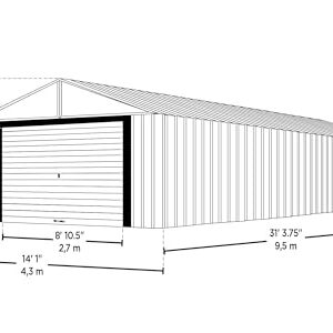 Arrow Shed 14' x 31' Murryhill Garage Galvanized Steel Extra Tall Walls Prefabricated Shed Storage Building, 14' x 31', Flute Gray