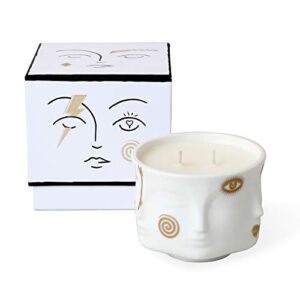 jonathan adler gilded muse candle, white and gold