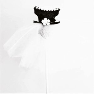 Fun Designs of Elegant Dress and Perfume Cake Set and Cupcake Toppers for Birthday/Events (Black Elegant Pearl Ballet Princess-set of 4)