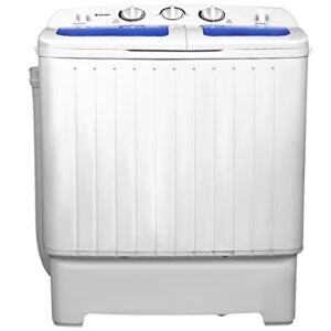 Casart Portable Mini Compact Twin Tub Washing Machine 17.6lbs Washer Spain Spinner Portable Washing Machine, Blue+ White