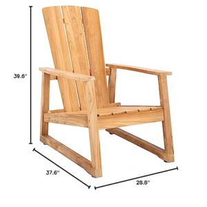 SAFAVIEH Couture Patio San Juan Natural Brazilian Teak Wood Outdoor Adirondack Chair