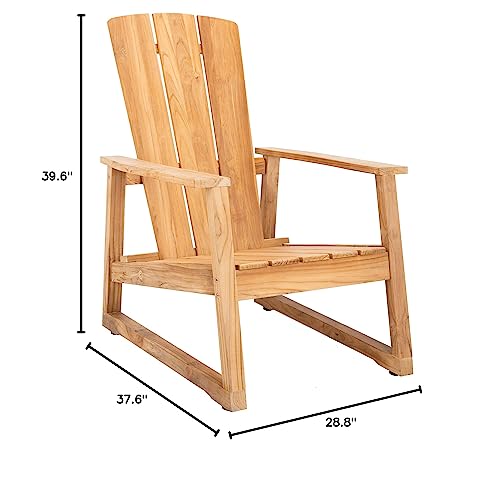 SAFAVIEH Couture Patio San Juan Natural Brazilian Teak Wood Outdoor Adirondack Chair