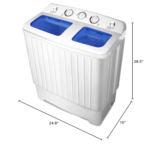 Casart Portable Mini Compact Twin Tub Washing Machine 17.6lbs Washer Spain Spinner Portable Washing Machine, Blue+ White