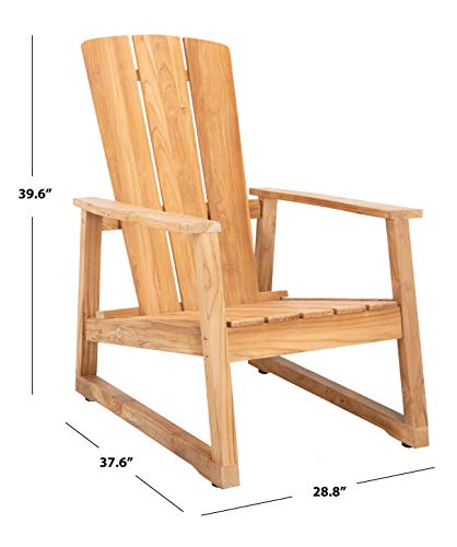 SAFAVIEH Couture Patio San Juan Natural Brazilian Teak Wood Outdoor Adirondack Chair