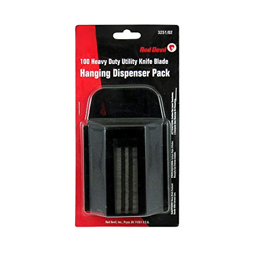 Red Devil 325102 100 Pack Hanging Dispenser Utility Knife Blades, Black