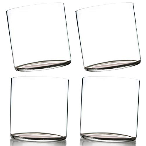 Amehla Ultra Thin Cocktail Glasses 12-ounce Double Old Fashioned Whiskey Glasses - Minimalist H20 Water Drinking Glass - (4)