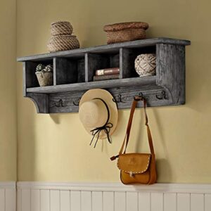 Sonoma 48" Metal and Reclaimed Wood Entryway Coat Hook with Storage Cubbies, Slate Gray