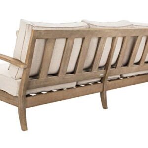 SAFAVIEH Couture Patio Martinique Natural and White Wood Outdoor Sofa, Natural/White