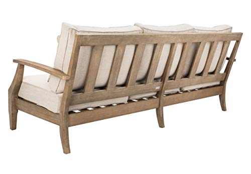 SAFAVIEH Couture Patio Martinique Natural and White Wood Outdoor Sofa, Natural/White