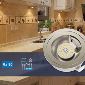 JAUHOFOGEI G4 LED Disc Bulb 12V Warm White 2700K - Under Cabinet Lighting Bulb G4 LED T3 20W Halogen JC Bulb Replacement for Non dimmable Puck Light - 12 Volt ac/dc 2 Watt Bi-pin Base Bulbs - 6 Pack