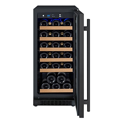 Allavino 15" Wide FlexCount II Tru-Vino 30 Bottle Single Zone Black Wine Refrigerator