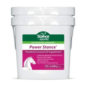 power stance powdered coconut oil horse supplement - may support coat condition, digestive health and stamina, gmo & sugar free - 5 lb