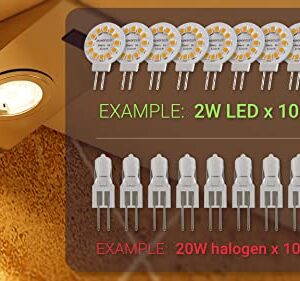 JAUHOFOGEI G4 LED Disc Bulb 12V Warm White 2700K - Under Cabinet Lighting Bulb G4 LED T3 20W Halogen JC Bulb Replacement for Non dimmable Puck Light - 12 Volt ac/dc 2 Watt Bi-pin Base Bulbs - 6 Pack