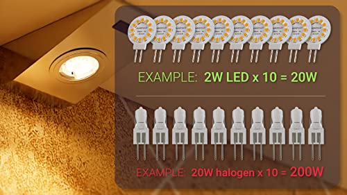 JAUHOFOGEI G4 LED Disc Bulb 12V Warm White 2700K - Under Cabinet Lighting Bulb G4 LED T3 20W Halogen JC Bulb Replacement for Non dimmable Puck Light - 12 Volt ac/dc 2 Watt Bi-pin Base Bulbs - 6 Pack