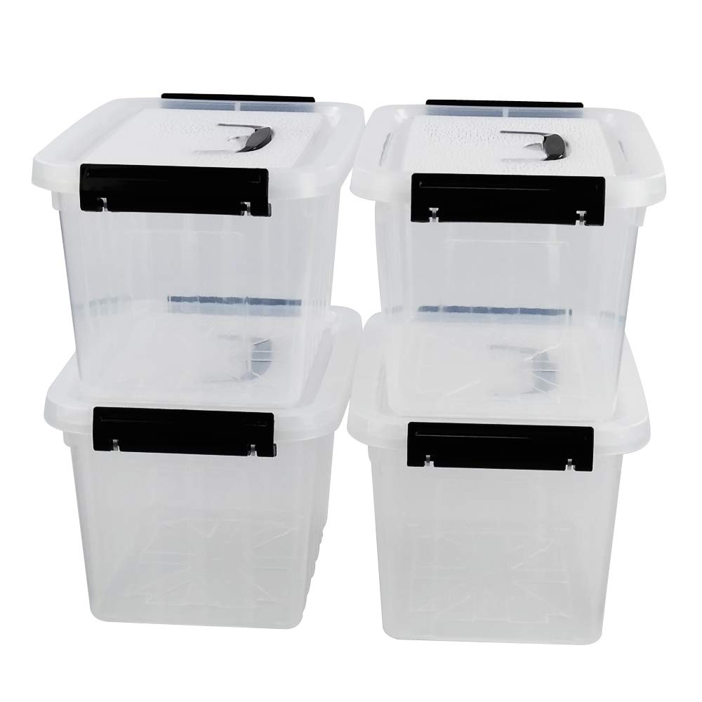 AnnkkyUS 6 L Clear Plastic Storage Box, Storage Bin with Lid and Handle Set of 4