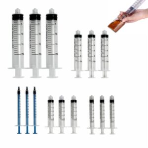 15 Pack of 20ml 10ml 5ml 3ml 1ml Syringe With Blunt Tip Needle And Cap Set - Ink Oil or Glue Applicator, Great for Refilling and Measuring Dispensing