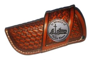 custom nocona weave fallen bikers side draw knife sheath right side