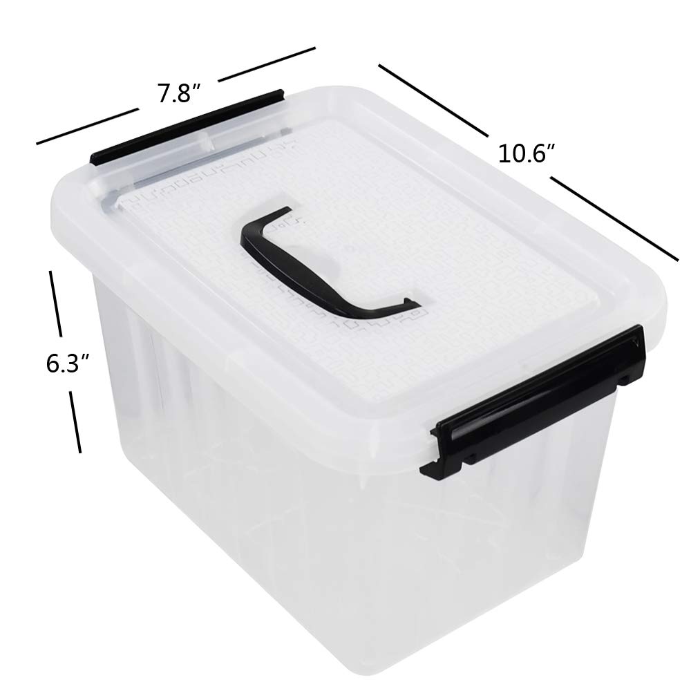 AnnkkyUS 6 L Clear Plastic Storage Box, Storage Bin with Lid and Handle Set of 4