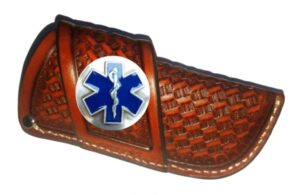 custom nocona weave emt, ems, cross of life side draw knife sheath left side