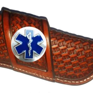 Custom Nocona Weave EMT, EMS, Cross of Life Side Draw Knife Sheath left side