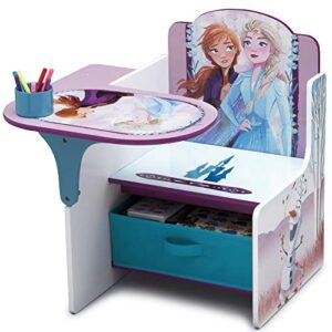 delta children chair desk with storage bin, disney frozen ii cup holders|arm rest, engineered wood