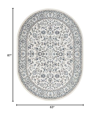 Cream Modern Oval 5x7 Area Rug 5x7 - Indoor Area Rugs for Living Room - Dining Room Rug - Bedroom Rug - Kitchen Rug - Entryway Rug Contemporary Carpet - Alfombras para Salas Modernas