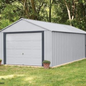 Arrow Shed 14' x 31' Murryhill Garage Galvanized Steel Extra Tall Walls Prefabricated Shed Storage Building, 14' x 31', Flute Gray