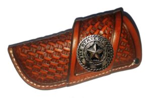 custom nocona weave texas silver seal side draw knife sheath right side