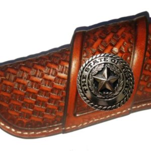 Custom Nocona Weave Texas Silver Seal Side Draw Knife Sheath right side