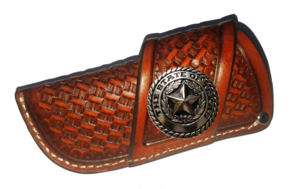 Custom Nocona Weave Texas Silver Seal Side Draw Knife Sheath right side