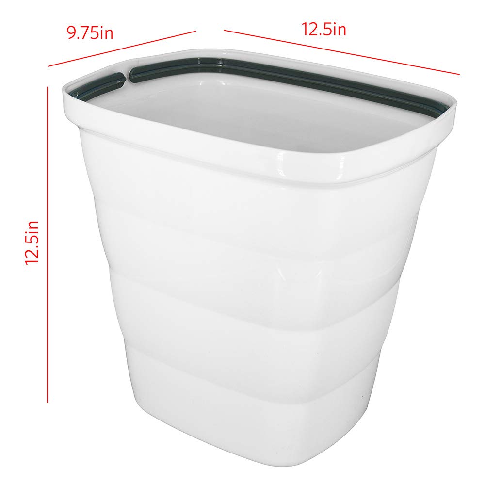 Glad Metro Plastic Waste Bin – 14L, Rectangle with Bag Ring, White