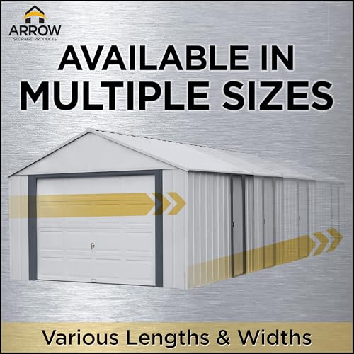 Arrow Shed 14' x 31' Murryhill Garage Galvanized Steel Extra Tall Walls Prefabricated Shed Storage Building, 14' x 31', Flute Gray