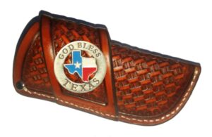 custom nocona weave god bless texas side draw knife sheath left side