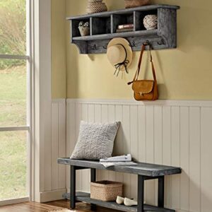 Sonoma 48" Metal and Reclaimed Wood Entryway Coat Hook with Storage Cubbies, Slate Gray