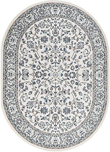 Cream Modern Oval 5x7 Area Rug 5x7 - Indoor Area Rugs for Living Room - Dining Room Rug - Bedroom Rug - Kitchen Rug - Entryway Rug Contemporary Carpet - Alfombras para Salas Modernas