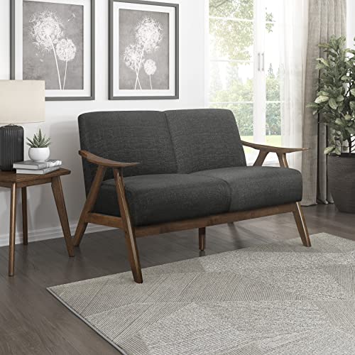 Lexicon Elle Fabric Loveseat, Dark Gray