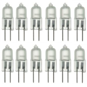 10W Halogen Bulbs G4 10W 12V Halogen Light Lamps G4 Base Halogen 10W 12 Volt T3 JC Lamp Halogen Bulbs,G4 Bi-Pin Base,Low Voltage 12V, Frosted Glass Lense,12 Pack