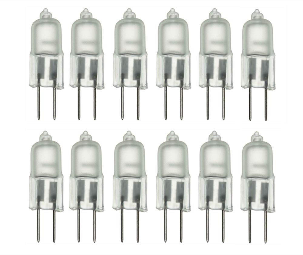 10W Halogen Bulbs G4 10W 12V Halogen Light Lamps G4 Base Halogen 10W 12 Volt T3 JC Lamp Halogen Bulbs,G4 Bi-Pin Base,Low Voltage 12V, Frosted Glass Lense,12 Pack