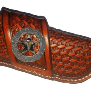 Custom Nocona Weave Longhorn Star Side Draw Knife Sheath left side