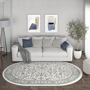 cream modern oval 5x7 area rug 5x7 - indoor area rugs for living room - dining room rug - bedroom rug - kitchen rug - entryway rug contemporary carpet - alfombras para salas modernas