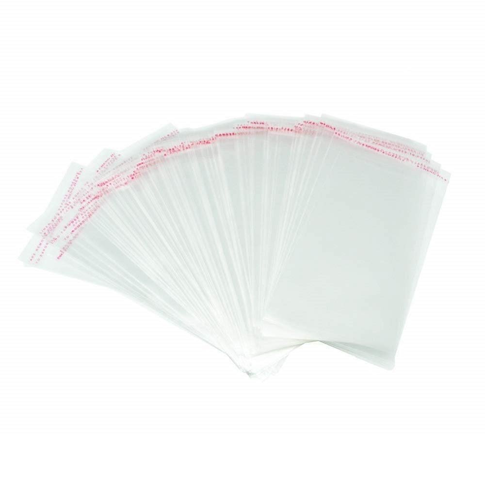 Borningfire 100 Pcs 5 ¼ x 7 ¼ Inches Clear Resealable Cellophane Bags Self Adhesive Sealing, Good for 5x7 Prints Cards Photos Envelopes (Fit A7, 5.25 x 7.25 Inches Invitation Envelope)