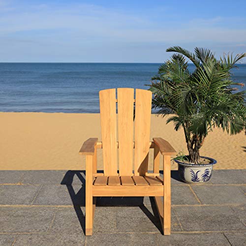 SAFAVIEH Couture Patio San Juan Natural Brazilian Teak Wood Outdoor Adirondack Chair