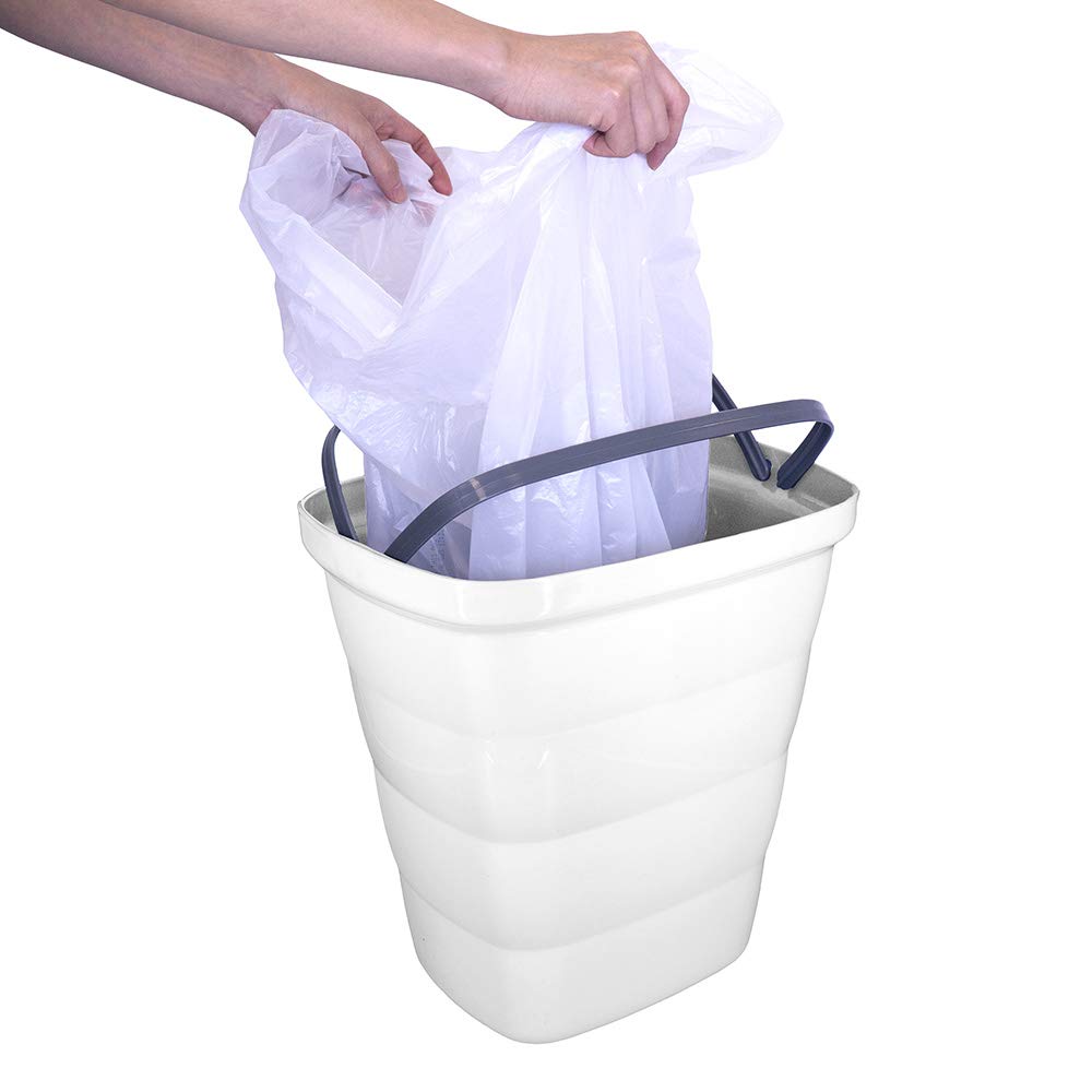 Glad Metro Plastic Waste Bin – 14L, Rectangle with Bag Ring, White