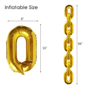 32PCS 16 inch Foil Chain Balloons Jumbo Chain Balloons 80s 90s Party Decoration Retro Hip Hop Birthday/Graduation Party Decorations Foil Balloons