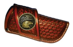 custom nocona weave proud american side draw knife sheath left side