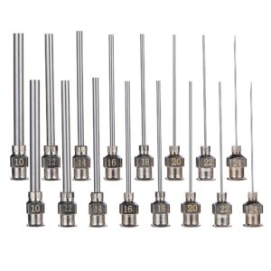 benecreat 16pcs 1.5 inch stainless steel dispensing needle tip blunt syringe needle with luer lock for refilling glue syringes, 10/12/14/16/18/20/22/24g