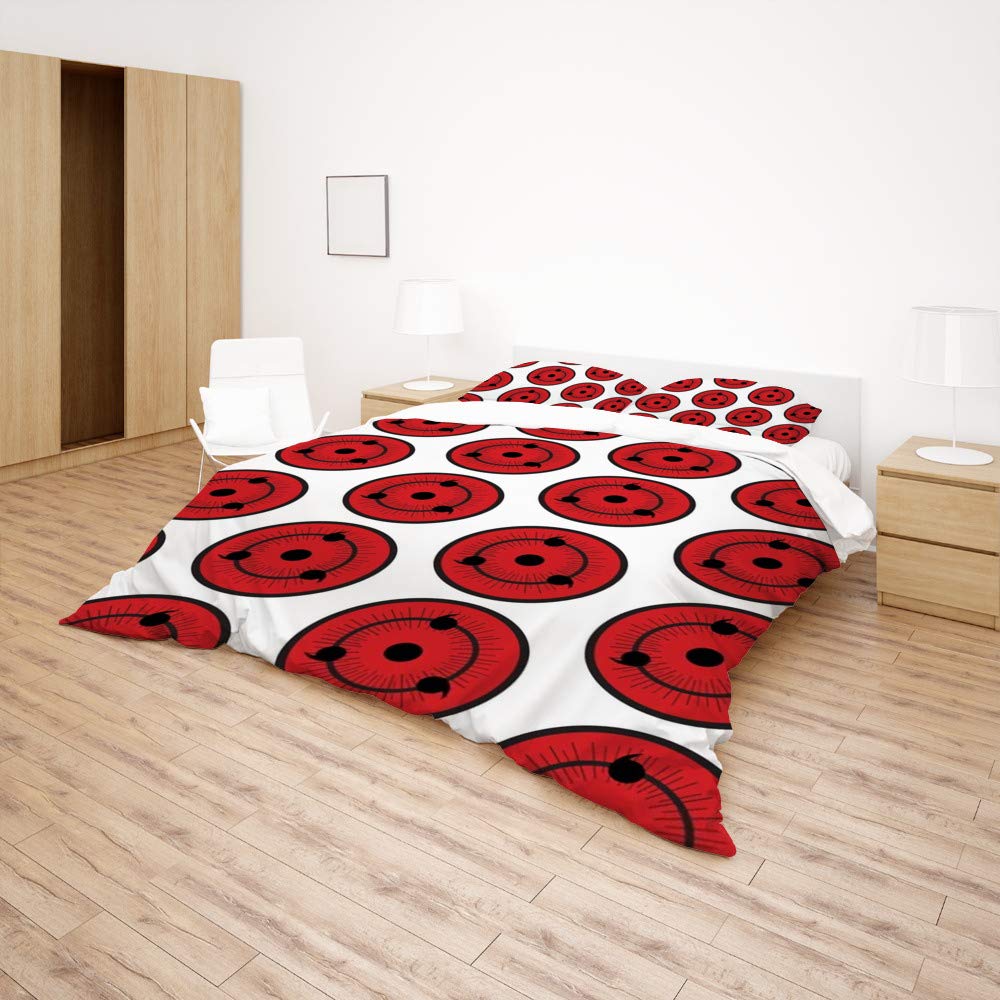 Bedding Sets King Size Sharingan Copy Eye Duvet Cover Set with 1 Duvet Cover and 2 Pillow Shams,Gifts for Girls Boys Teen,Without Comforter