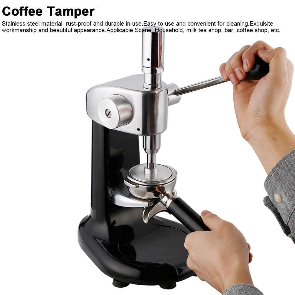 Coffee Tamper, Stainless Steel Manual Quantitative Coffee Tamper Powder Pressing Machine Espresso Tamper Coffee Bean Press with 2 Base, for Commercial and Home Use