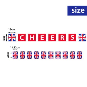 2 Pieces British Party Garland Cheers British Banner Garland UK Flag Pennant Banner for Hanging Coronation Union Jack Party Decoration